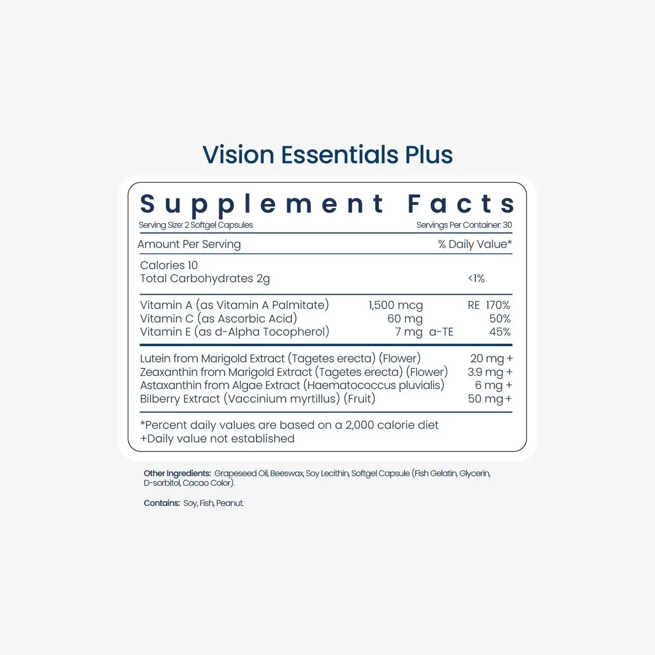 Vision Essentials Plus - supplement facts
