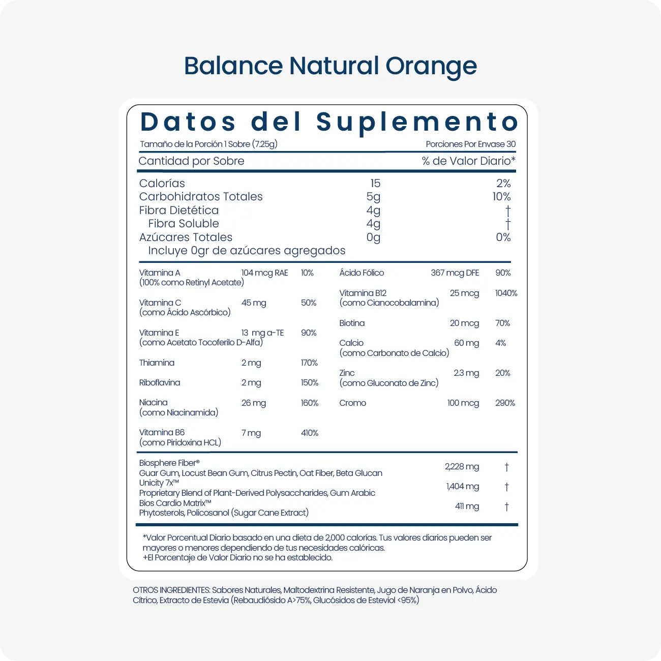 Balance Natural Orange - datos del suplemento