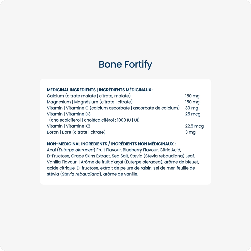 Bone Fortify by Unicity - supplement facts