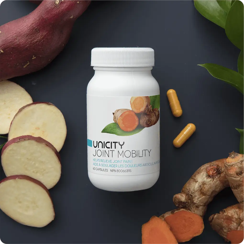 Bottle of Joint Mobility next to capsules