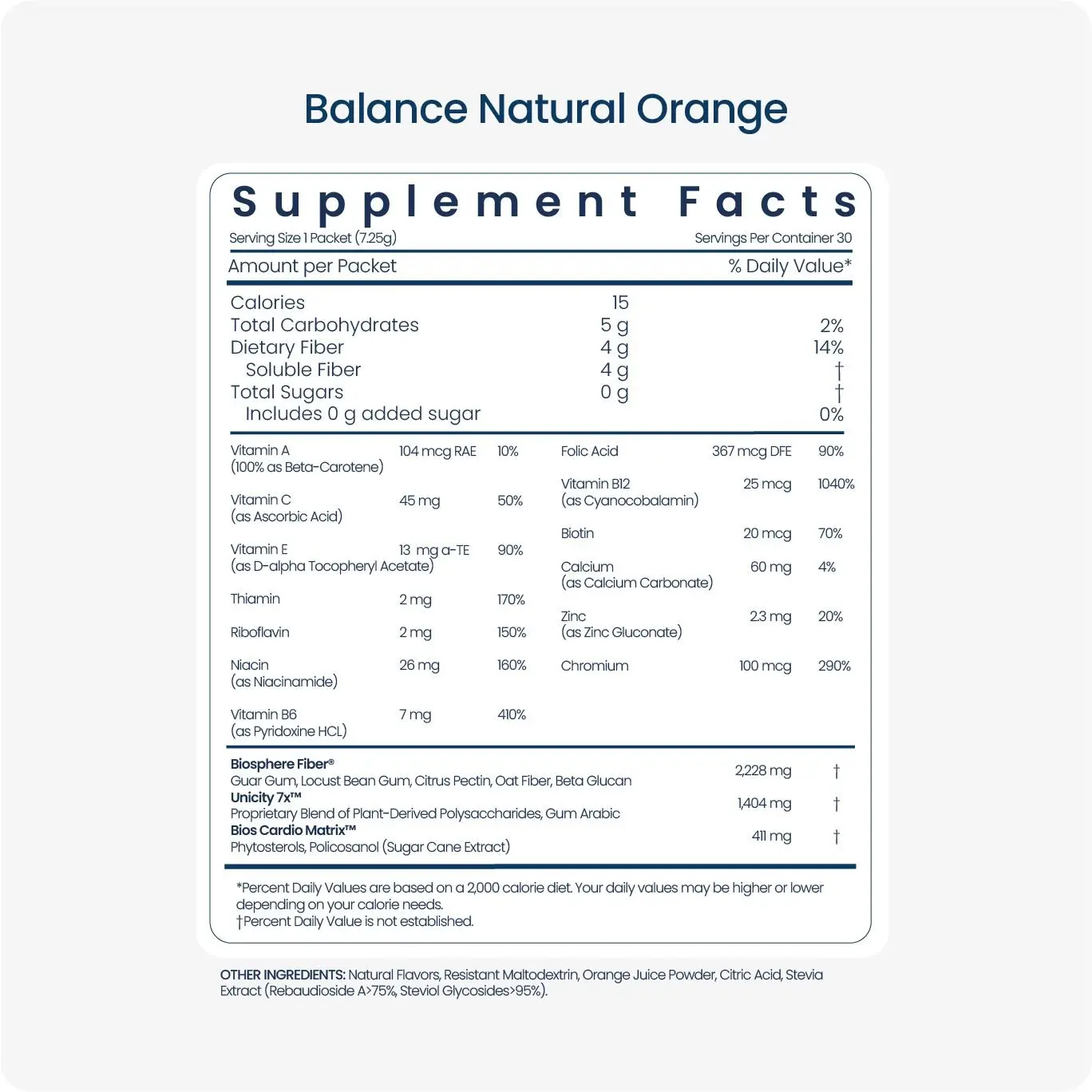 Natural Orange Balance - supplement facts