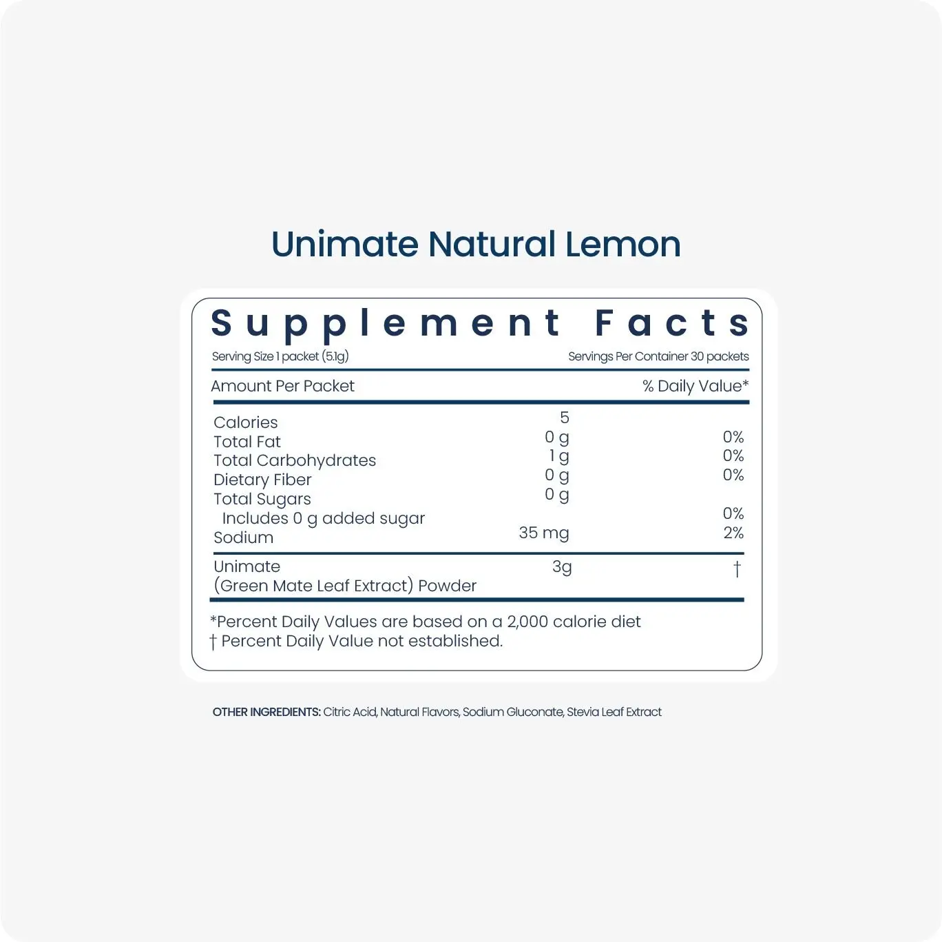 Natural Lemon Unimate - supplement facts